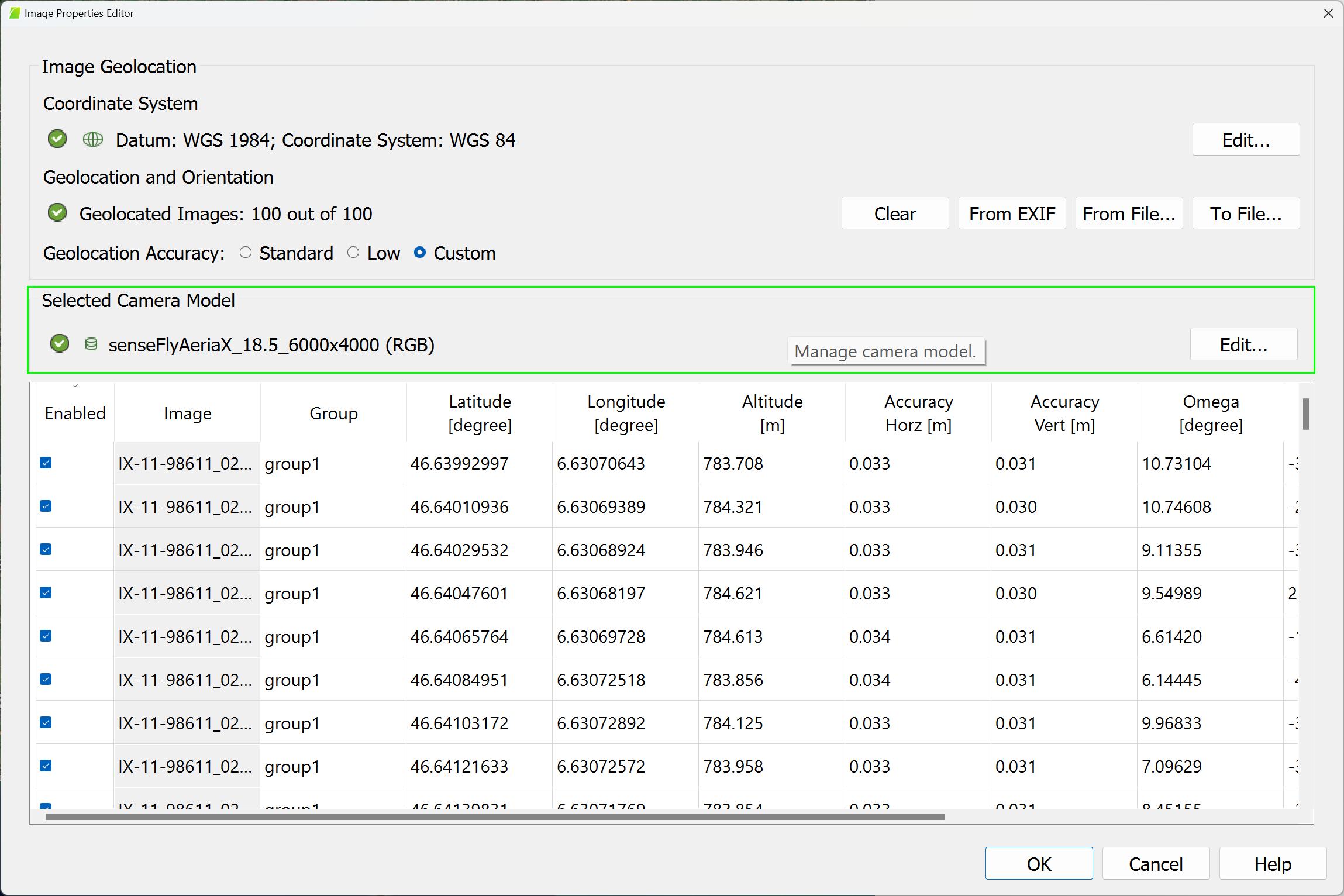 Menu Project > Image Properties Editor... > Selected Camera Model - PIX4Dmapper
